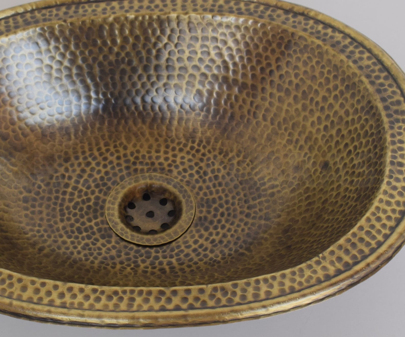 Oval Bronze Handcrafted Drop in Sink, Hammered Mid Century Bathroom ...