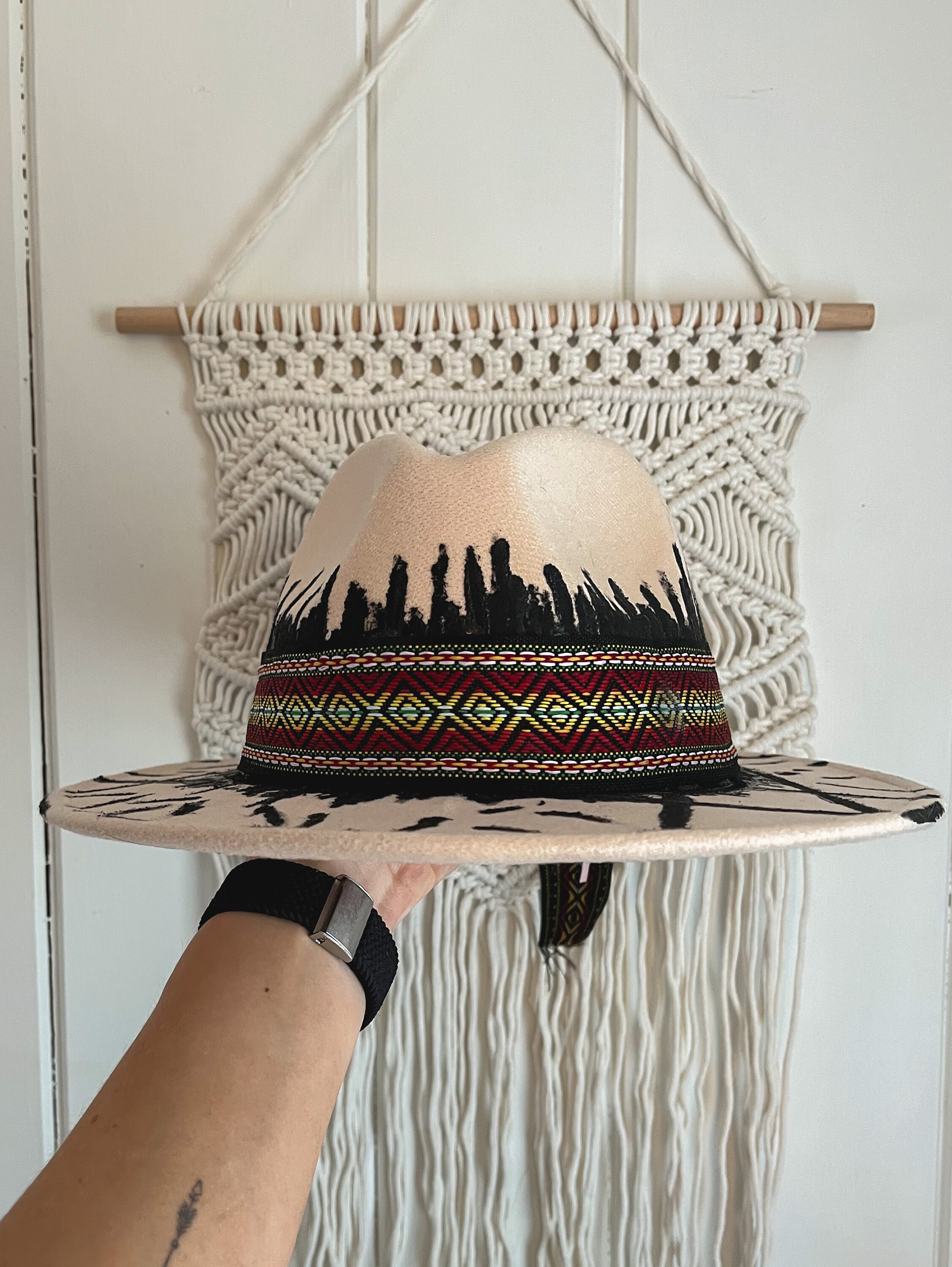 Custom Tan Fedoa Hand Painted - Etsy