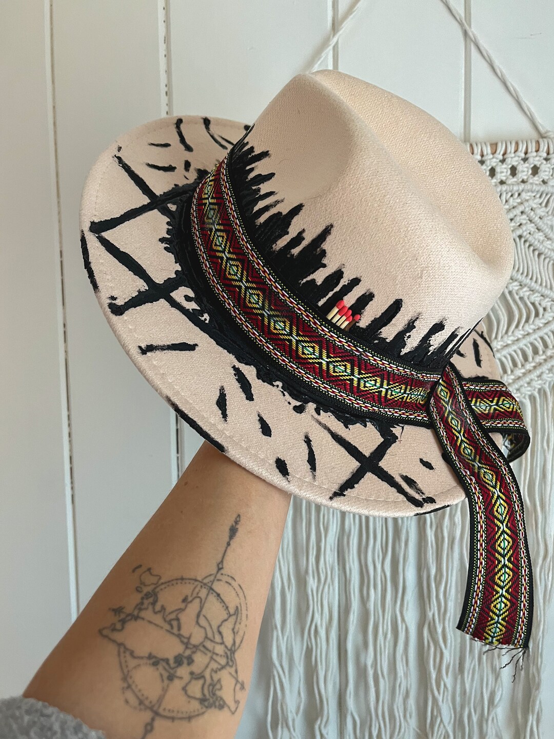 Custom Tan Fedoa Hand Painted - Etsy