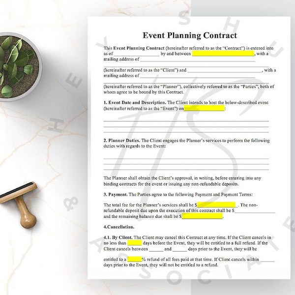 Event Planning Contract - Etsy