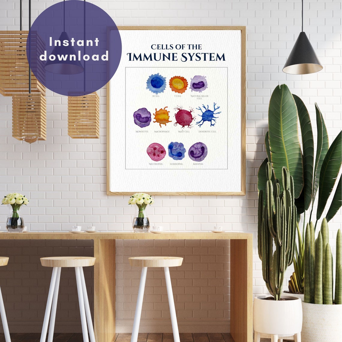 Cells of the Immune System Poster Watercolor Print Download - Etsy