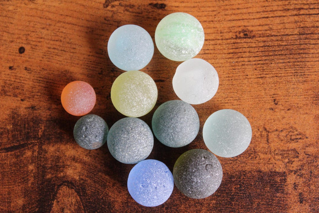 Set of 11 Sea Marbles, Japanese Sea Marble, Beach Glass, Sea Glass ...