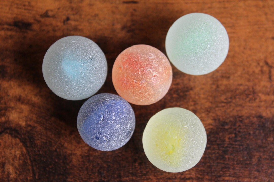 Set of 5 Swirl Sea Marbles, Japanese Sea Marble, Beach Glass, Sea Glass ...
