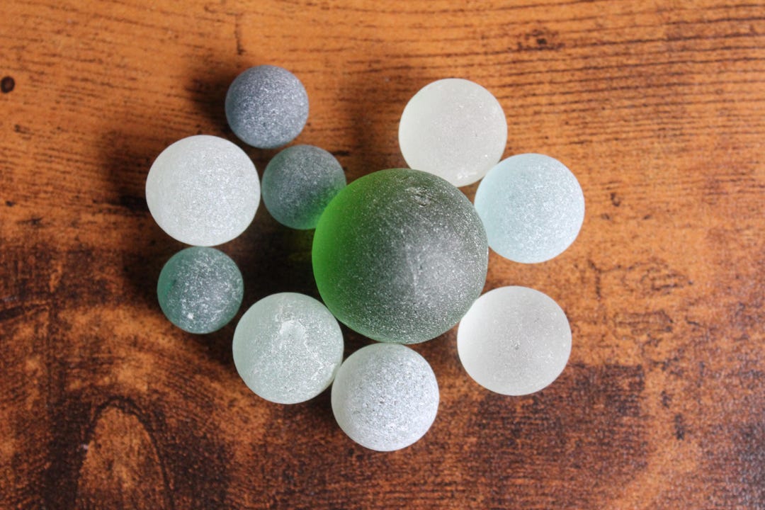 Set of 10 Sea Marbles, Japanese Sea Marble, Beach Glass, Sea Glass ...