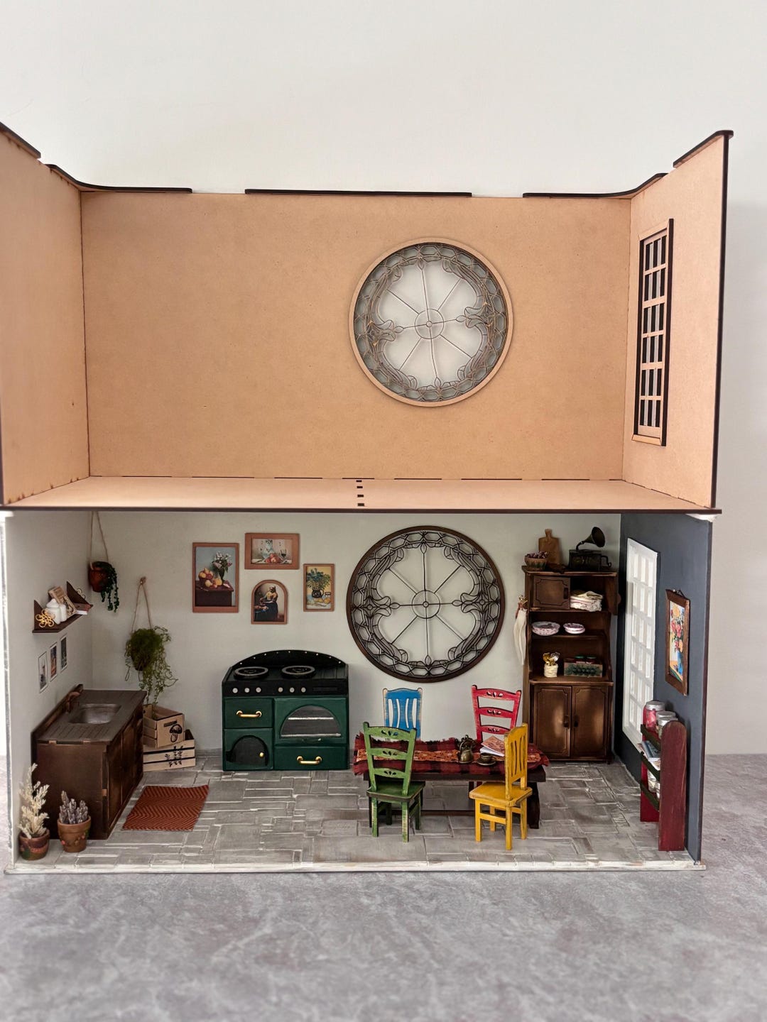 Large Circle Window Dollhouse Room Box: Stackable DIY Kit - Etsy