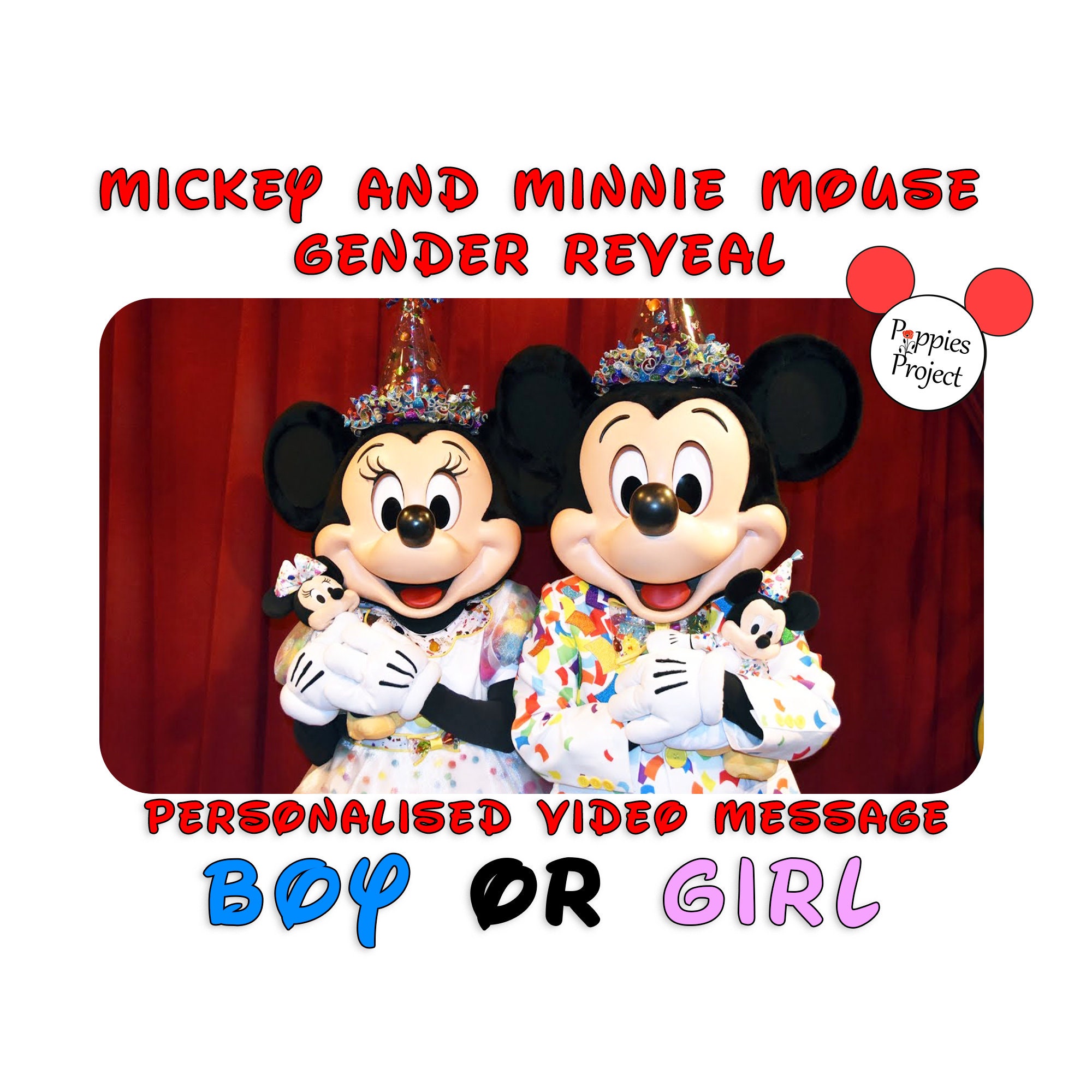 Mickey and Minnie Mouse Gender Reveal personalised Video Message - Etsy