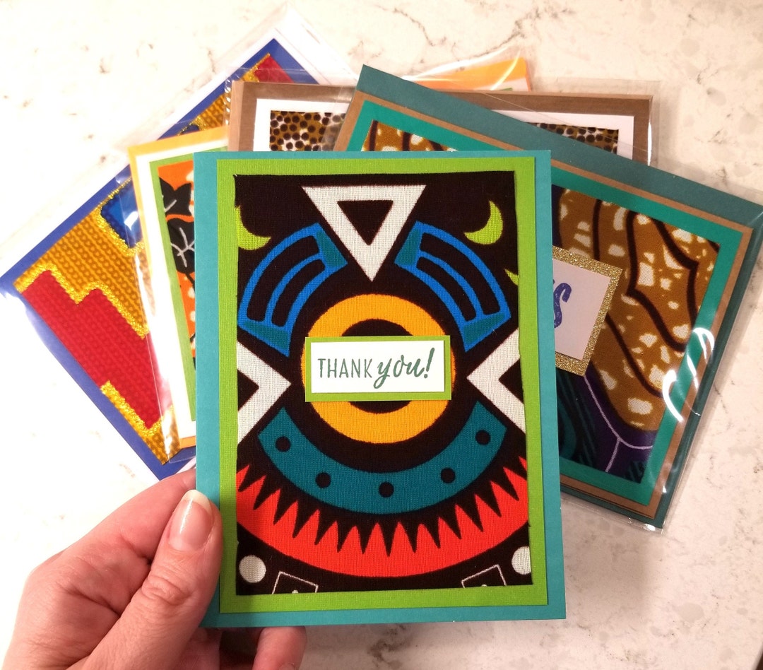 African Fabric Greeting Cards – “thank You” Variety (5 Pack) - Etsy