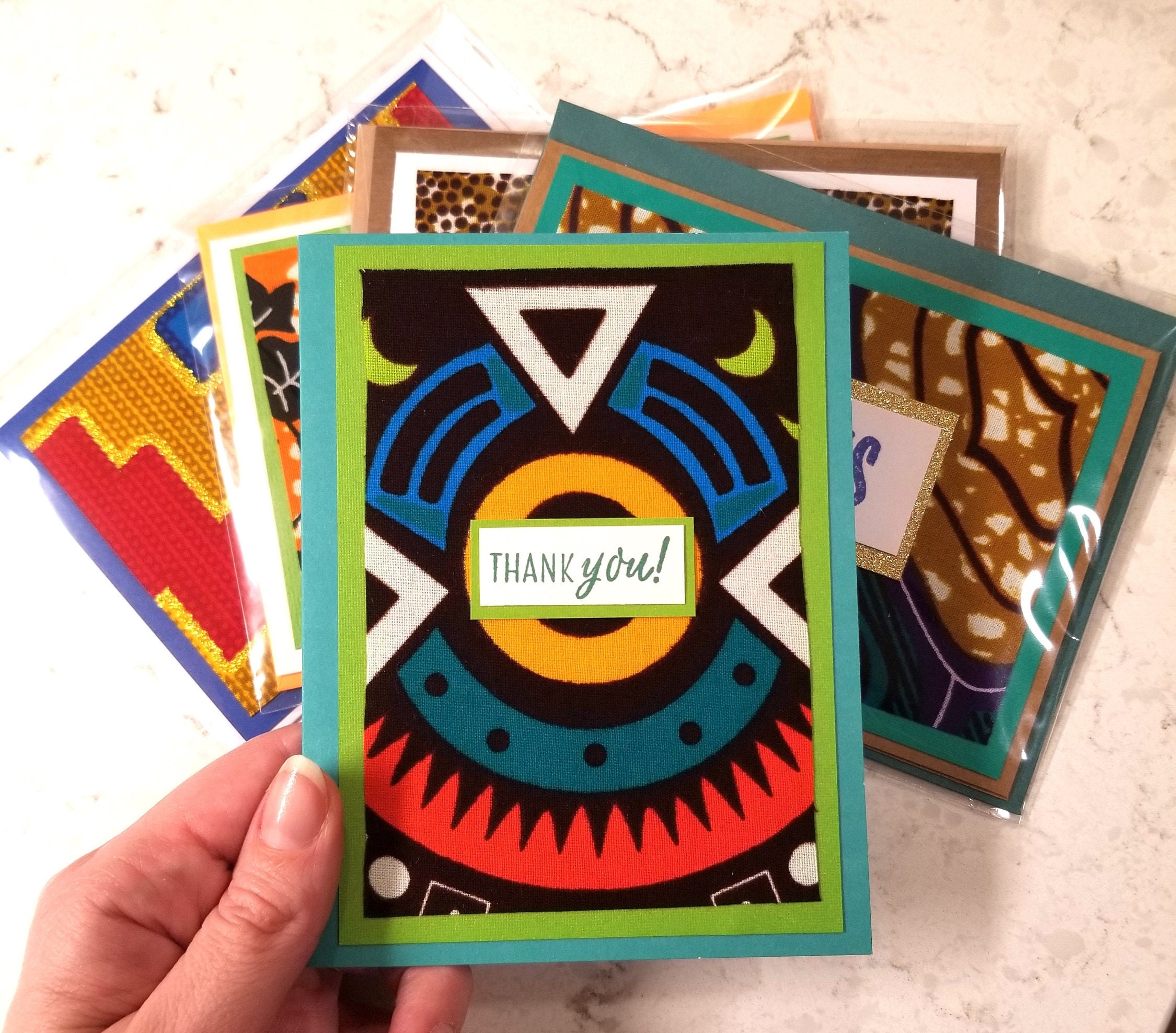 African Fabric Greeting Cards – “thank You” Variety (5 Pack) - Etsy