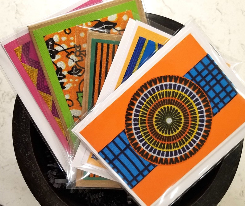 African Fabric Greeting Cards – Blank (5 Pack) - Etsy