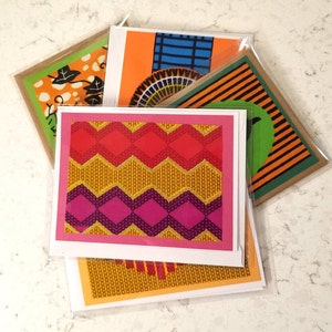 African Fabric Greeting Cards – Blank (5 Pack) - Etsy
