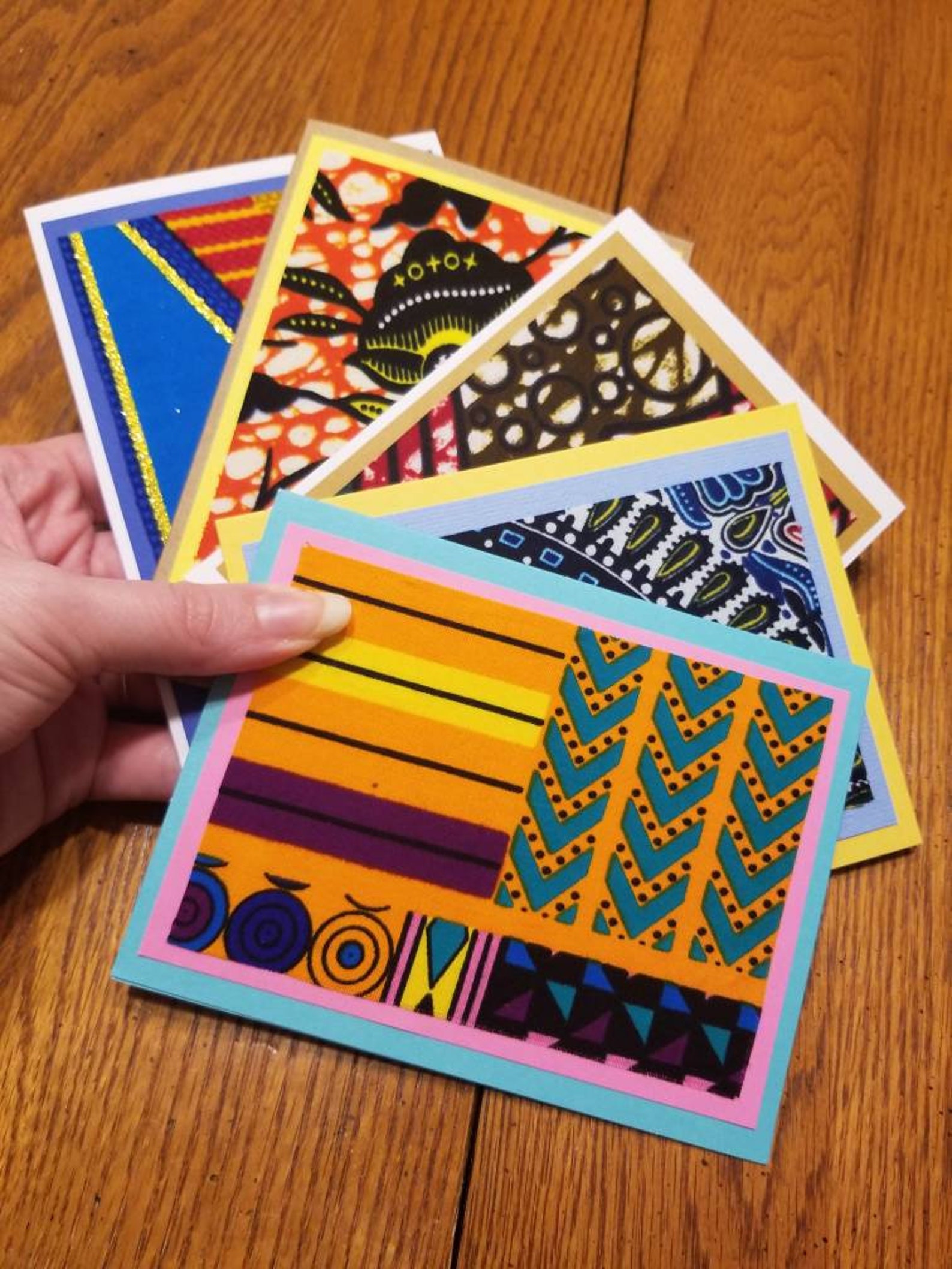 African Fabric Greeting Cards – Blank (5 Pack) - Etsy