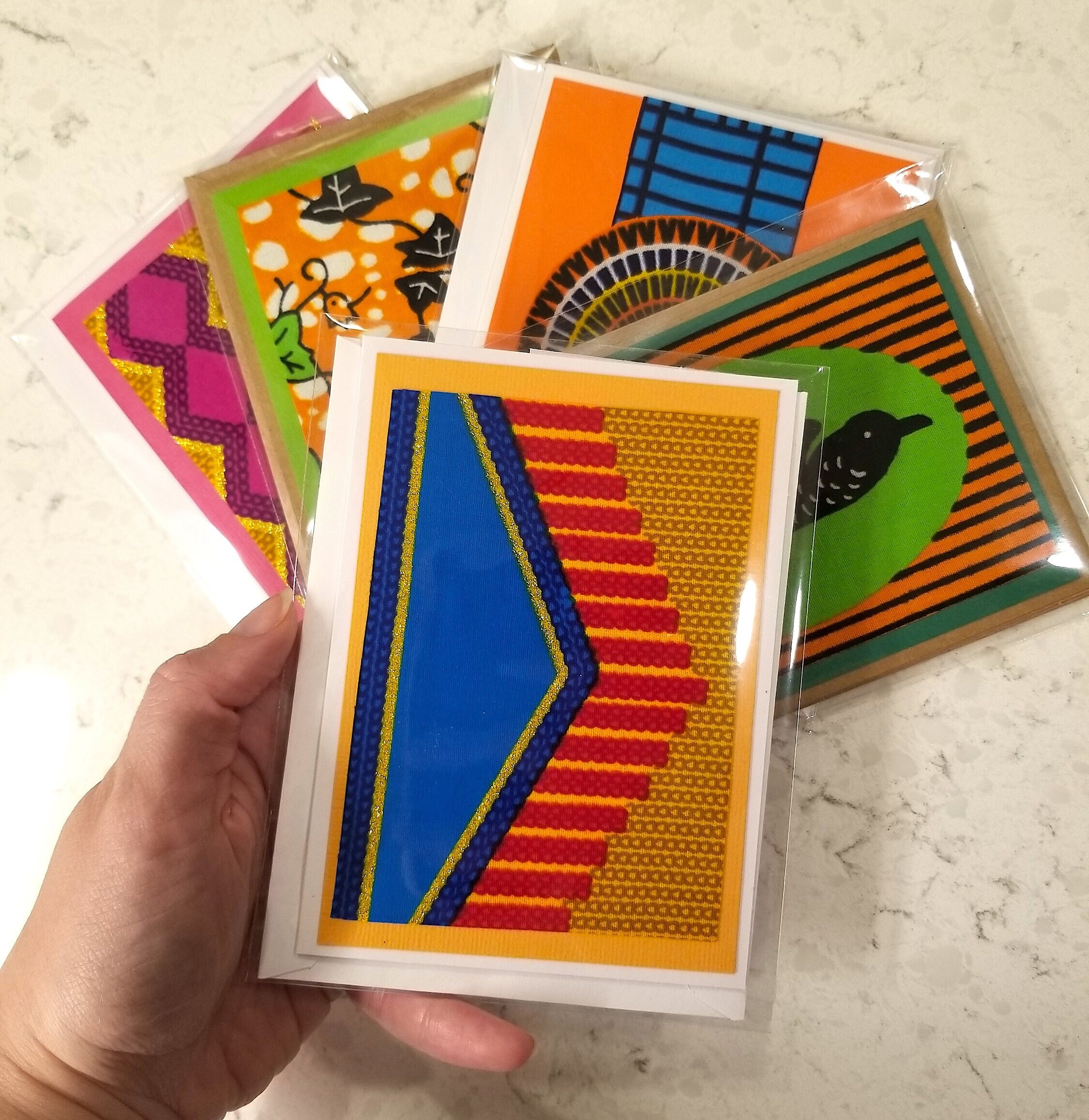 African Fabric Greeting Cards – Blank (5 Pack) - Etsy