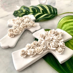 Small Wall Cross With Roses, Catholic White Cross Wedding Gift ...