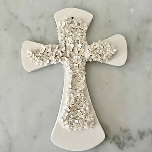 Personalized Floral Cross, Clay Wall Crucifix Sculpture, Catholic Wall ...