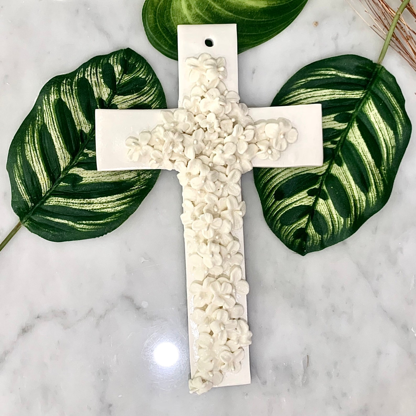 Personalized Floral Cross, Clay Wall Crucifix Sculpture, Catholic Wall ...