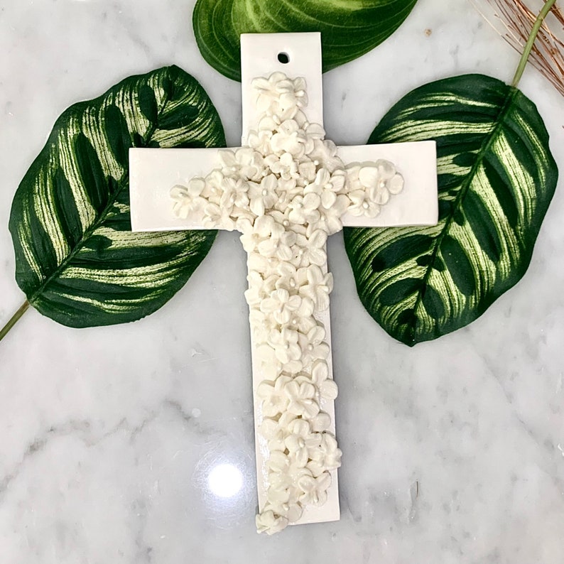 Personalized Floral Cross Clay Wall Crucifix Sculpture - Etsy