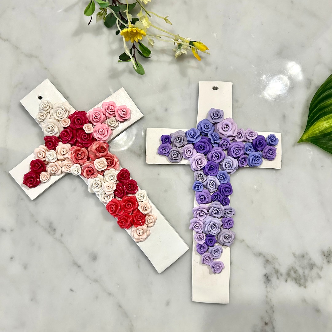 Personalized Catholic Crucifix Floral, Roses Wall Cross, Crucifix Home ...