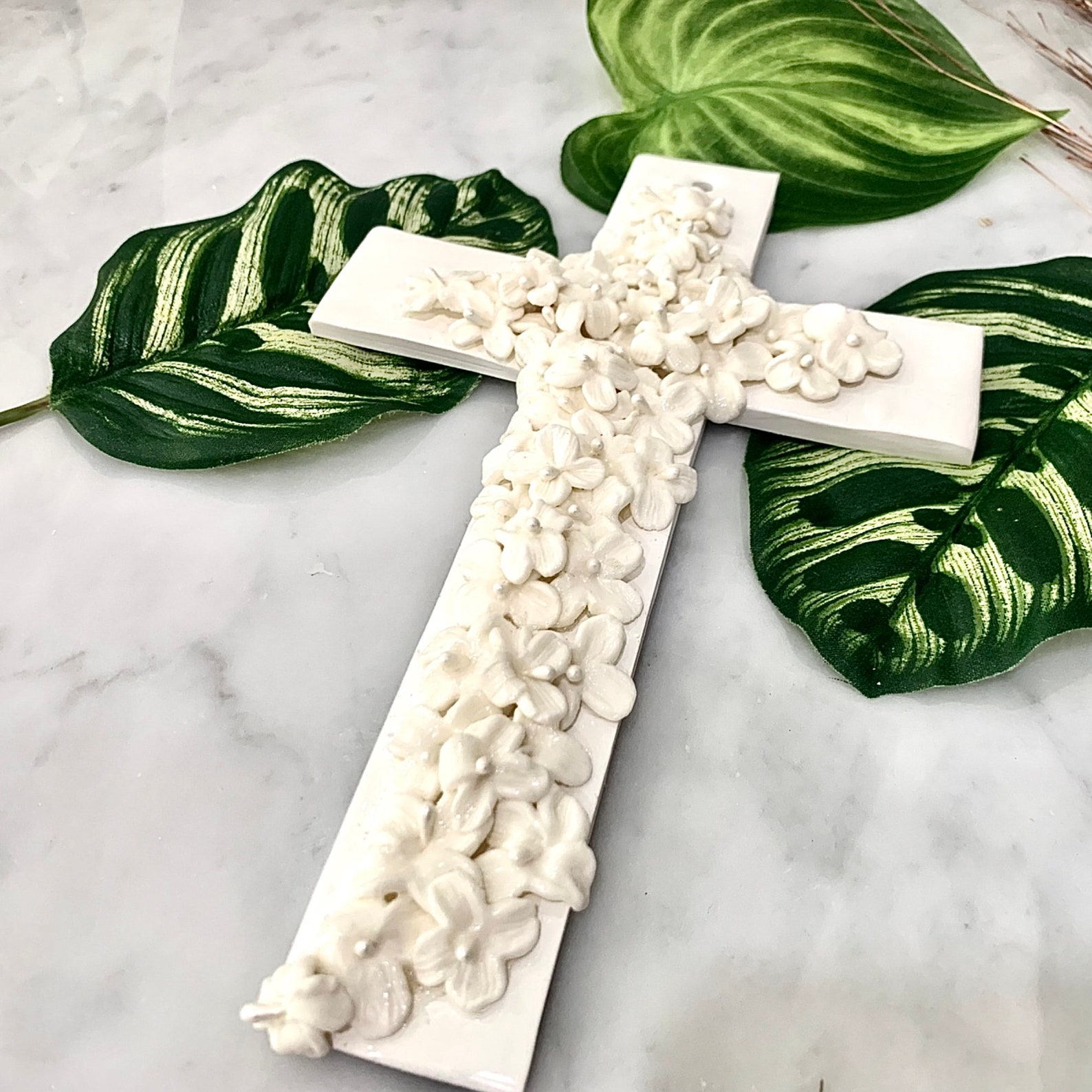 Personalized Floral Cross Clay Wall Crucifix Sculpture - Etsy