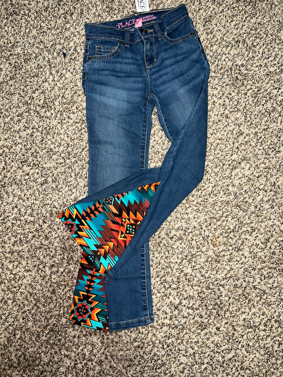 Custom Made Flare Jeans With Cow Print Insert - Etsy
