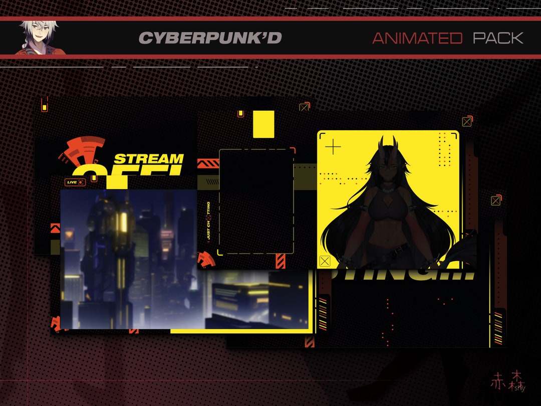 Cyberpunk Digital Futuristic Techy Animated Twitch Pack | BLK/RED/YLW ...