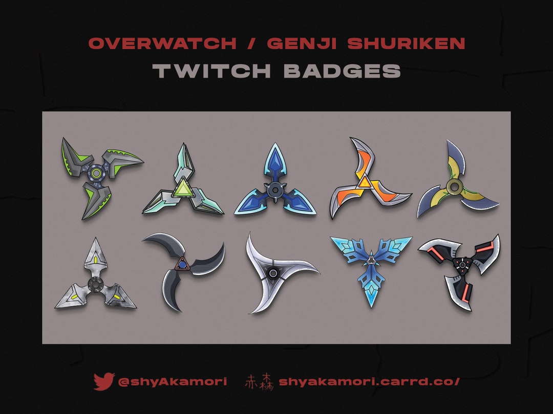 Overwatch Genji Sub / Bits Badges | 10 Ninja Shuriken Loyalty Badges ...