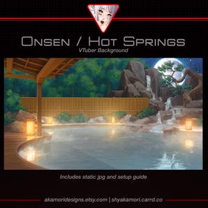 Onsen Hotspring Background for Vtuber, Ambient ASMR Backdrop, Night in ...