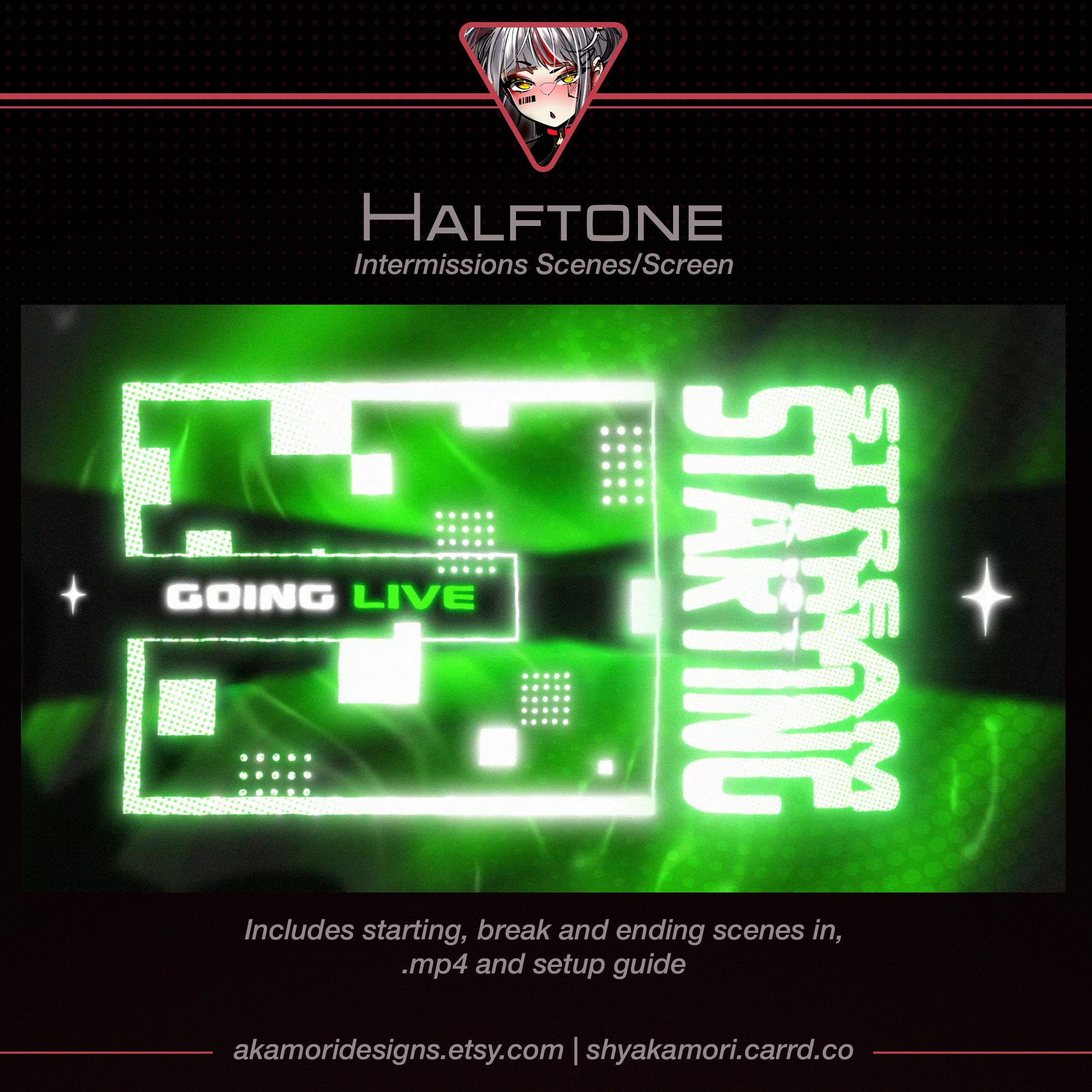 Green Halftone Themed Intermission Scenes Animated Techy, Digital, Abstract Twitch Scenes ...