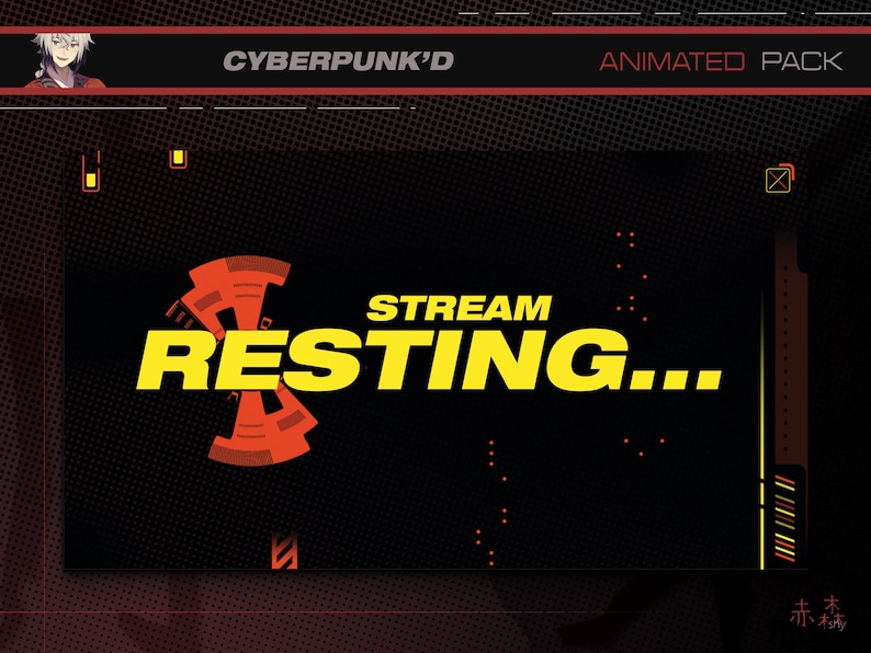 Cyberpunk Digital Futuristic Techy Animated Twitch Pack | BLK/RED/YLW ...