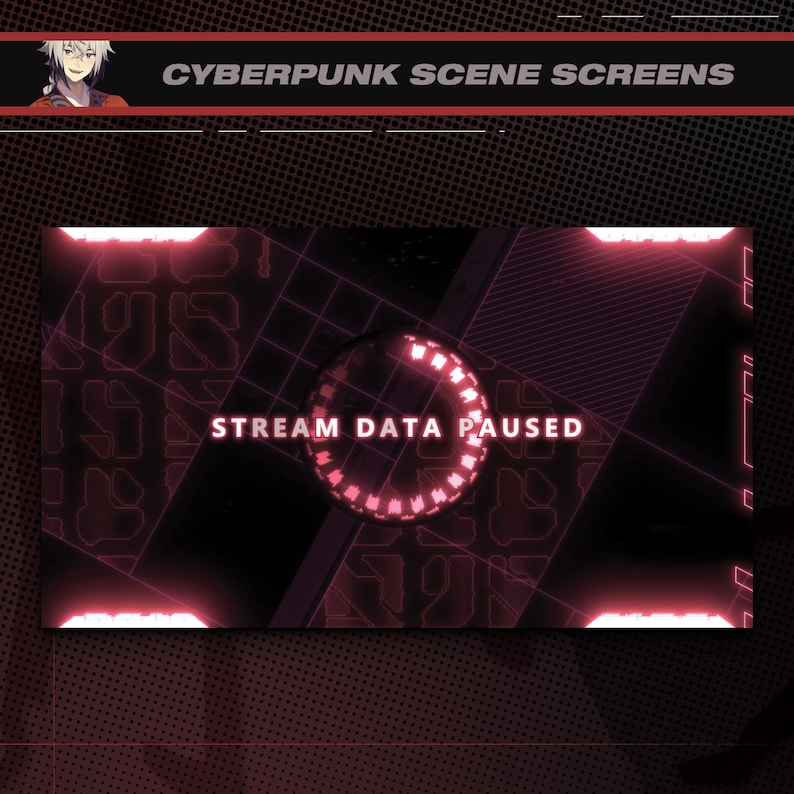Red Cyberpunk Themed Stream Screens Animated Techy, Digital, Futuristic ...