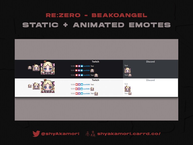 Static and Animated Emotes Set Beatrice / Beako Angel Emote Twitch ...
