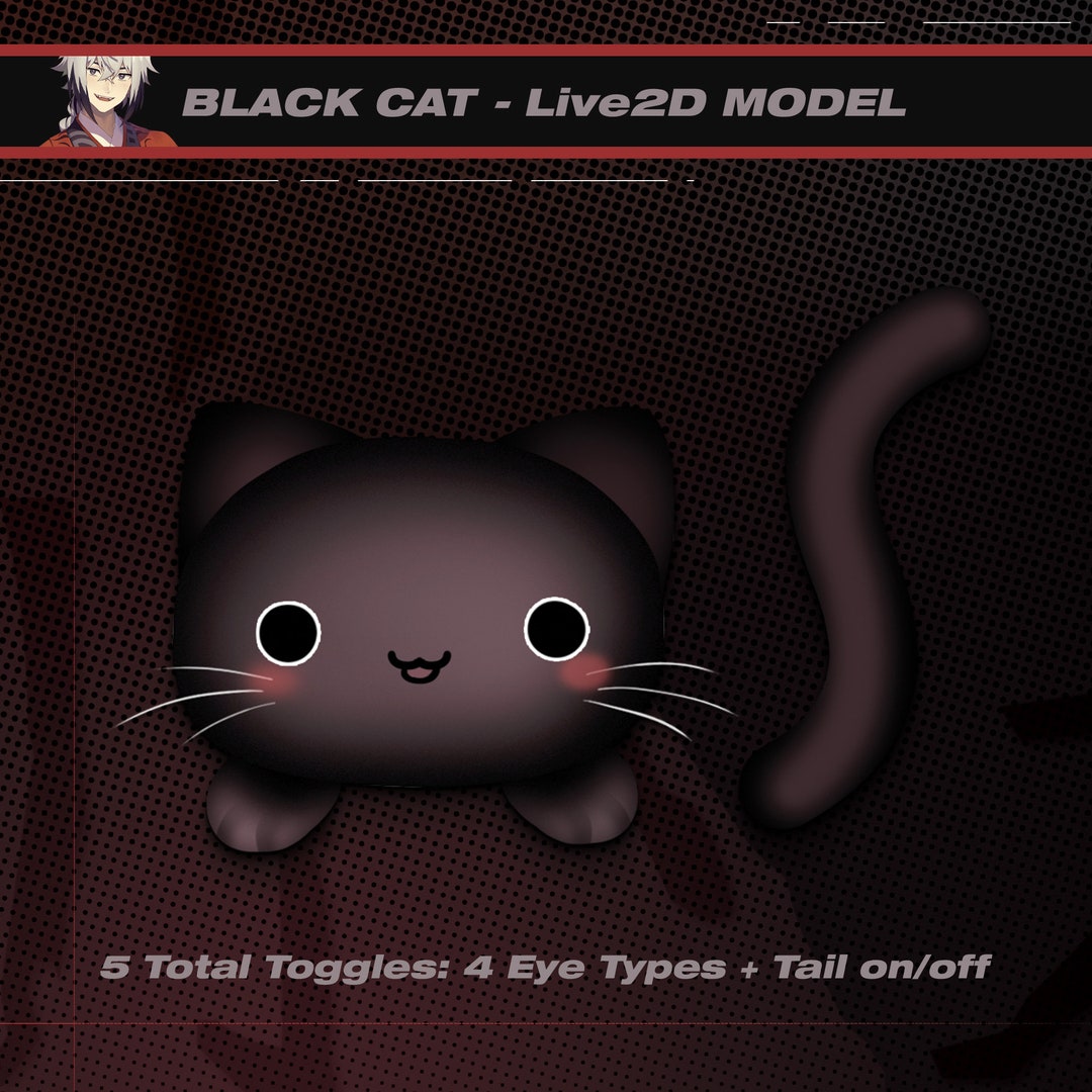 Black Cat Live2d Chibi Model | Cute Cat Vtube Model | Halloween Live2d ...