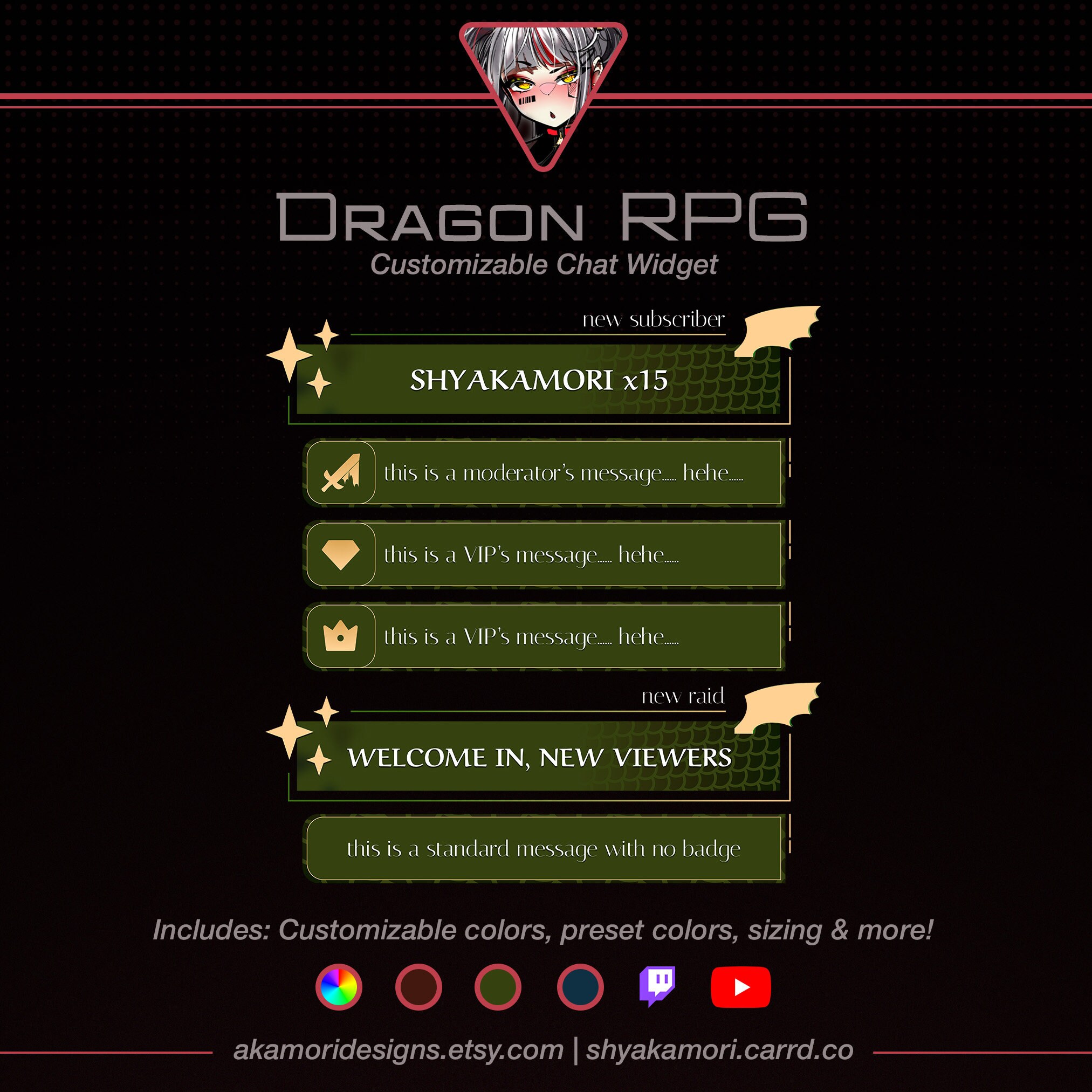 Dragon Youtube Chat Widget | RPG Twitch Chat Widget | Customizable ...