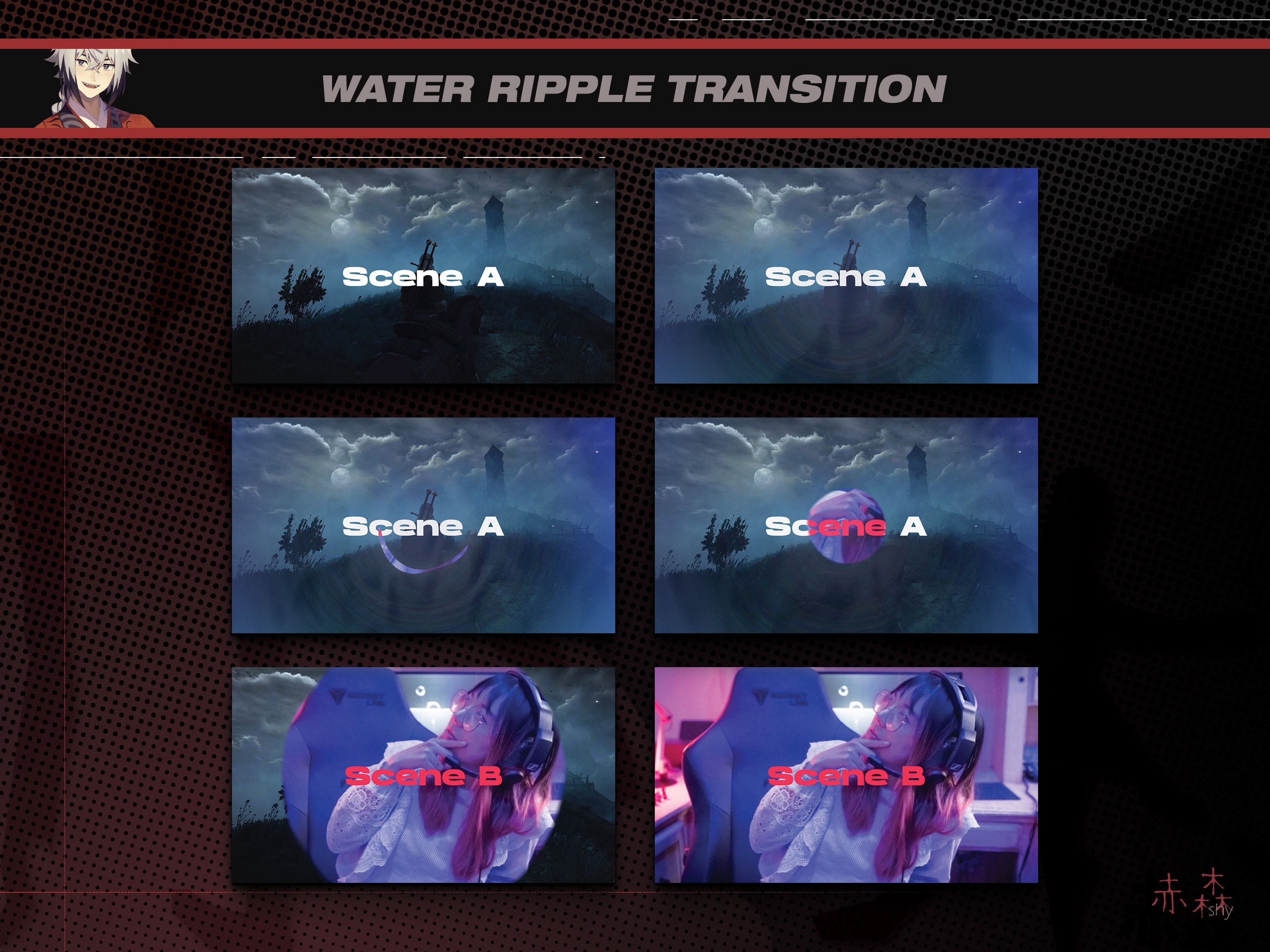 Water Drop and Ripple Track Matte Stinger Transition Ethereal OBS Scene ...