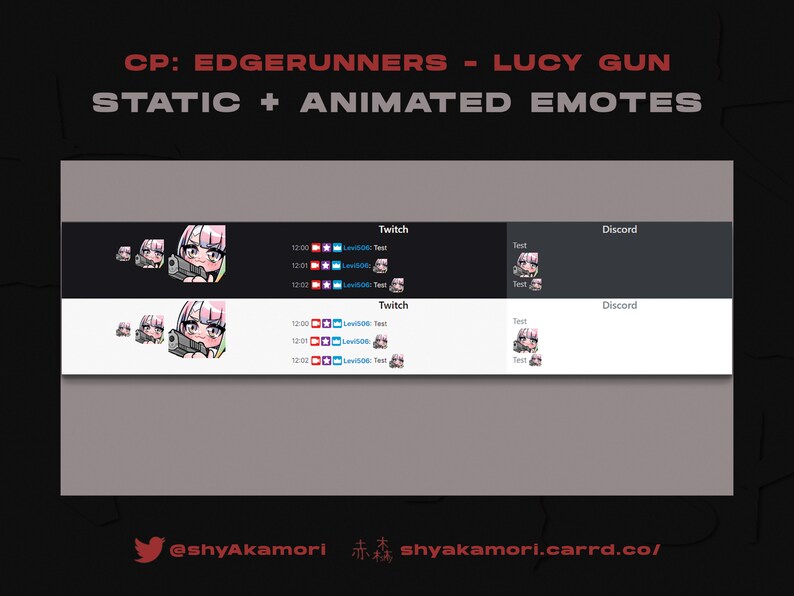 Static and Animated Emotes Set Cyberpunk Edgerunners Lucy Kushinada ...