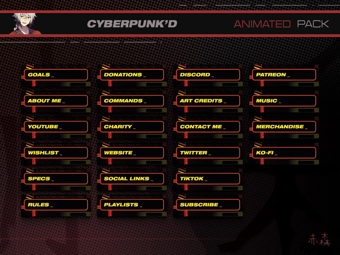 Cyberpunk Digital Futuristic Techy Animated Twitch Pack | BLK/RED/YLW ...