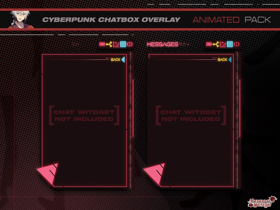 Red Animated Cyberpunk Chatbox | Minimal Glitch, Glow Type Chat Box for ...