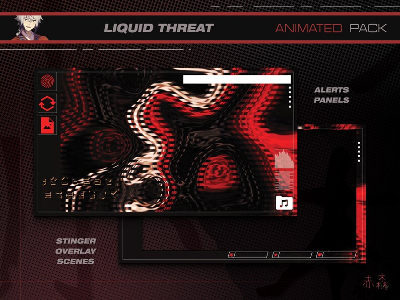 Liquid Threat Animated Twitch Pack Black and Red Ripple Streamer ...