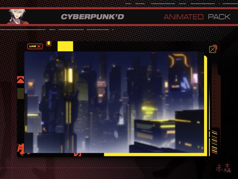 Cyberpunk Digital Futuristic Techy Animated Twitch Pack | BLK/RED/YLW ...