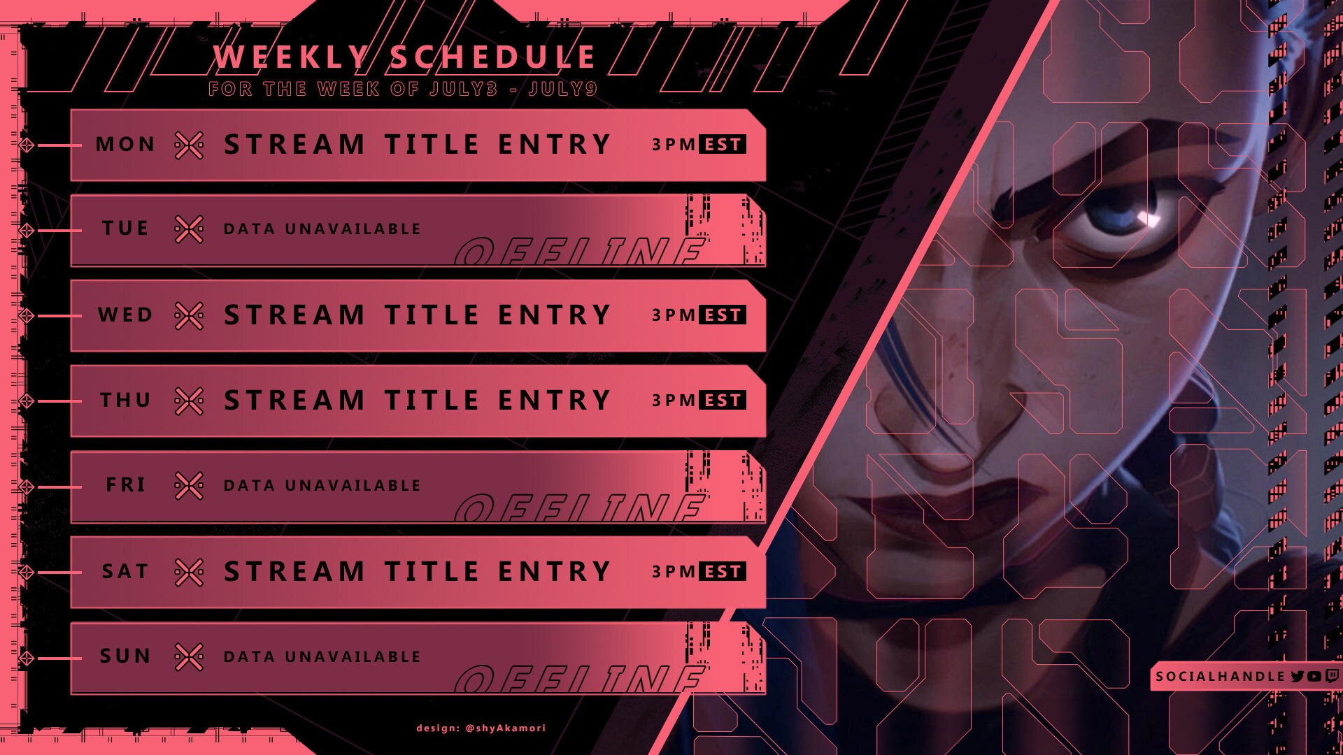 Cyberpunk Stream Schedule Template • Neon Pink, Techy and Futuristic ...
