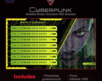 Cyberpunk Stream Schedule Template • Neon Pink, Techy and Futuristic ...