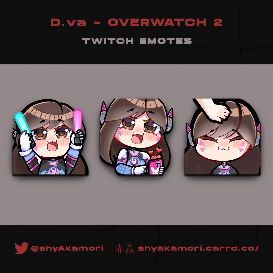 D.va Overwatch 2 Twitch Emotes Pack 3 D.va OW2 Expressions for Twitch ...