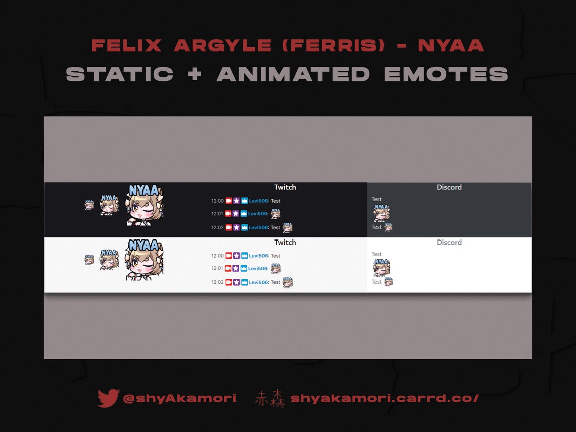 Static and Animated Emotes Set | Felix Argyle / Ferris - Nyaa Emote ...