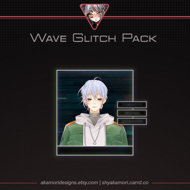 Wave Glitch Aesthetic Stream Set | Webcam Frames | Stream Label Box ...