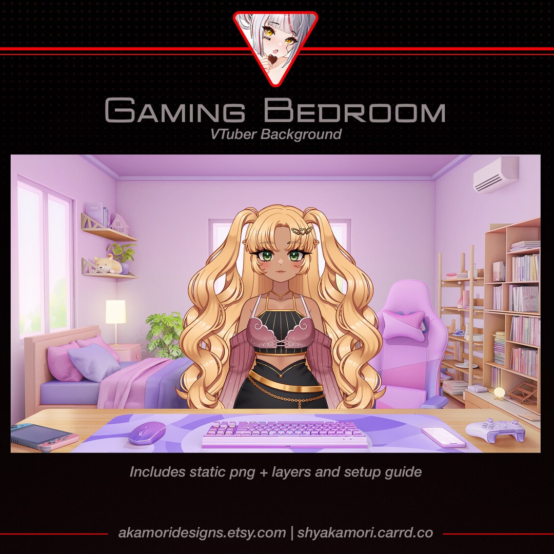 Gamer Girl Webcam Backdrop, Pink Vtuber Room, Cosy and Clean, Pastel ...