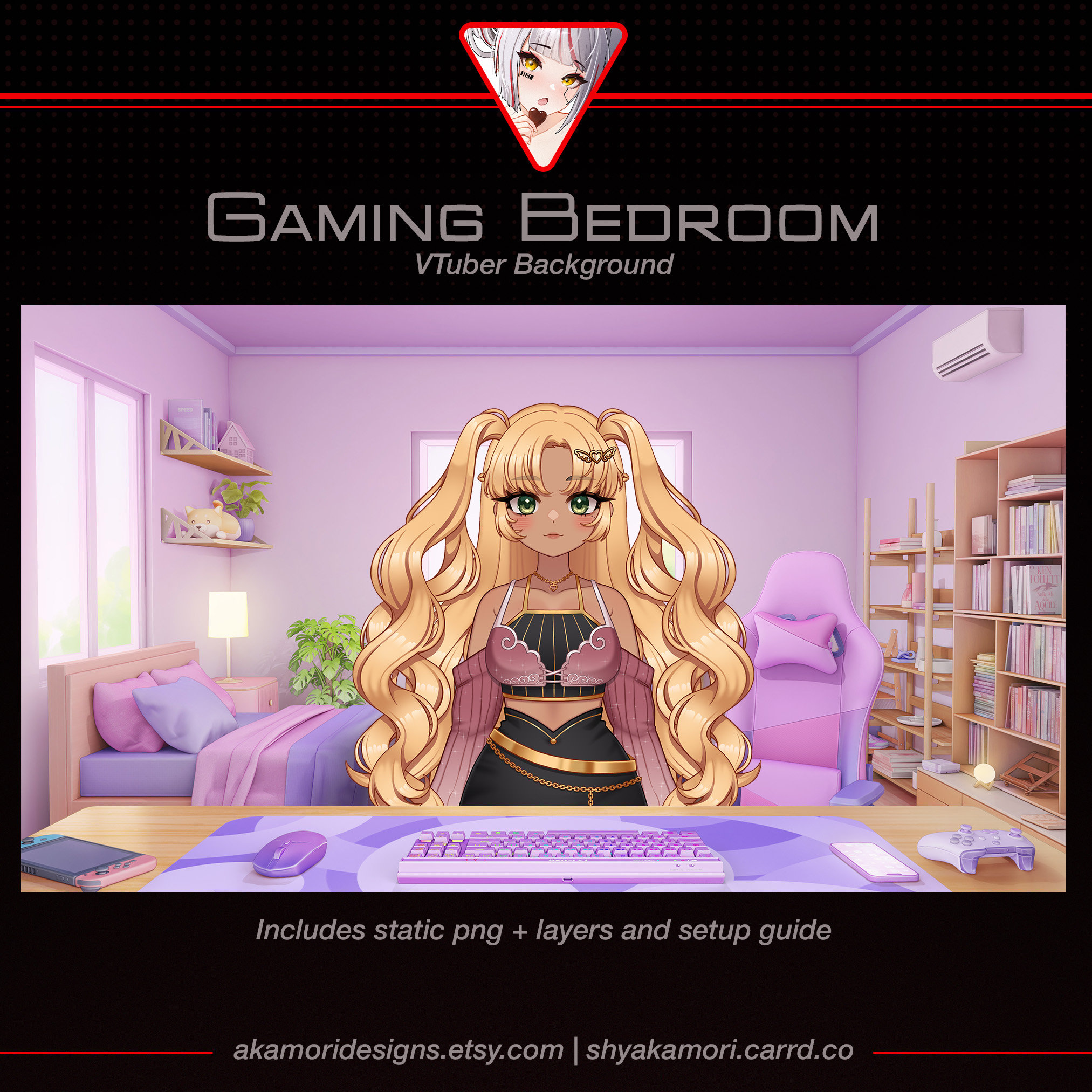 Gamer Girl Webcam Backdrop, Pink Vtuber Room, Cosy and Clean, Pastel ...
