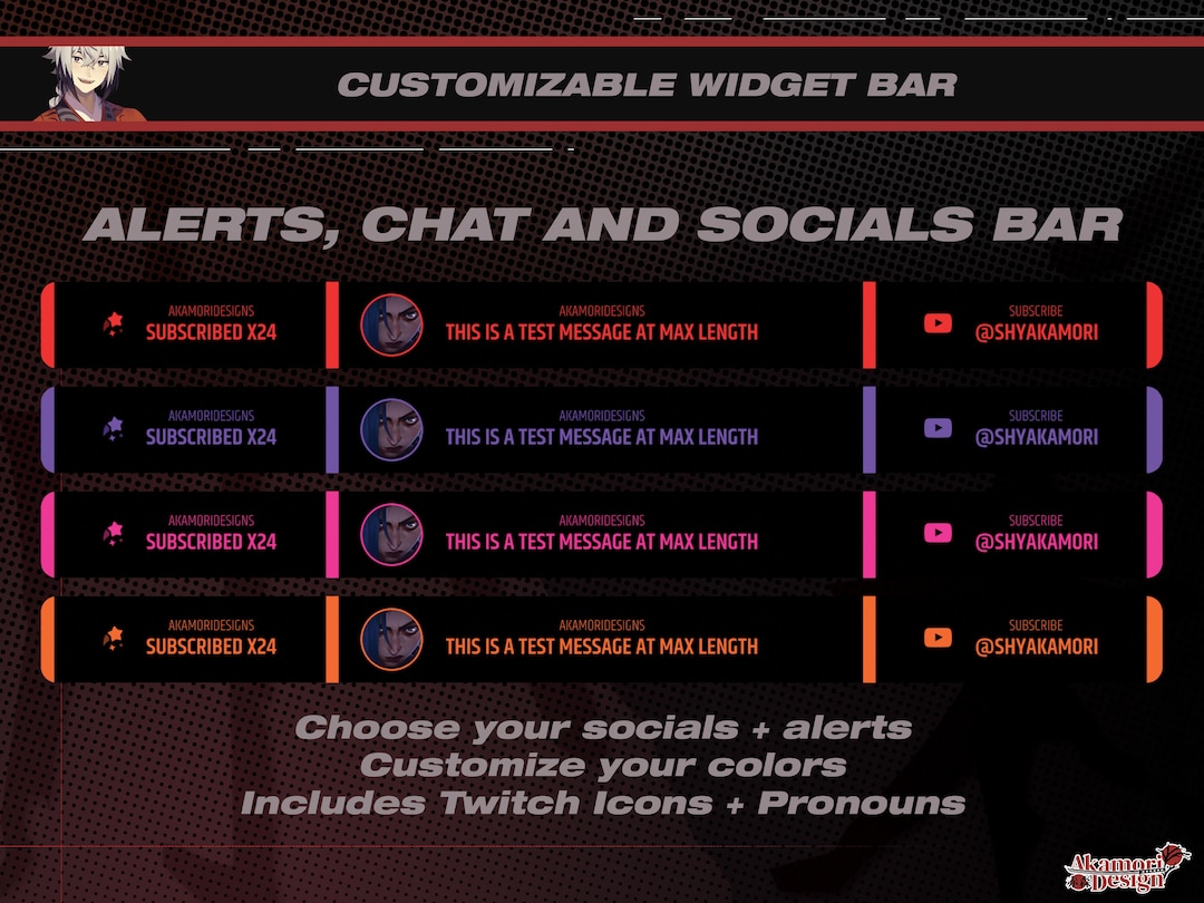 Customizable Widget Bar | Custom Chat, Icons, Colors, Pronouns, Events ...
