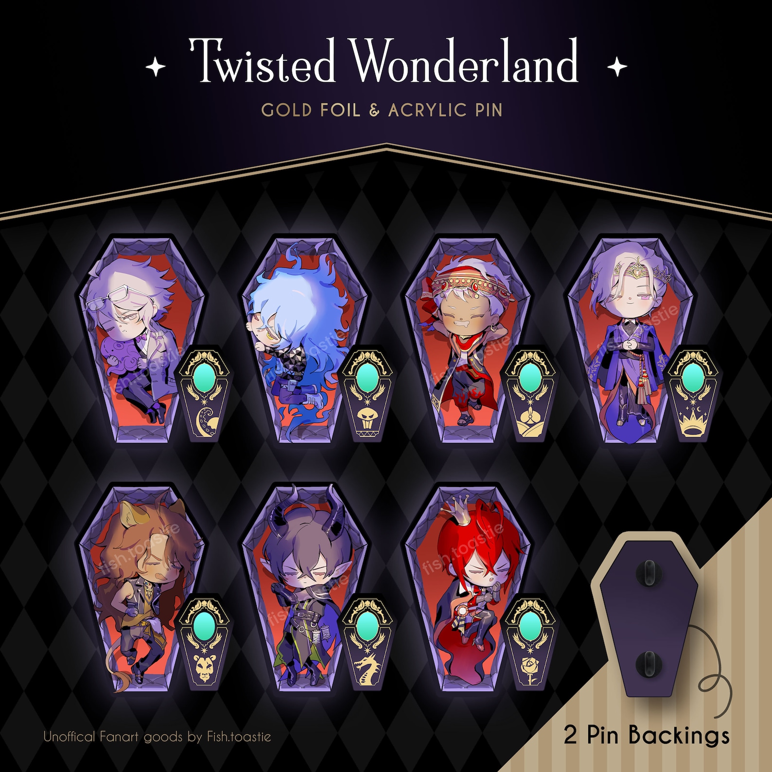 Twst Twisted Wonderland Acrylic Pins - Etsy