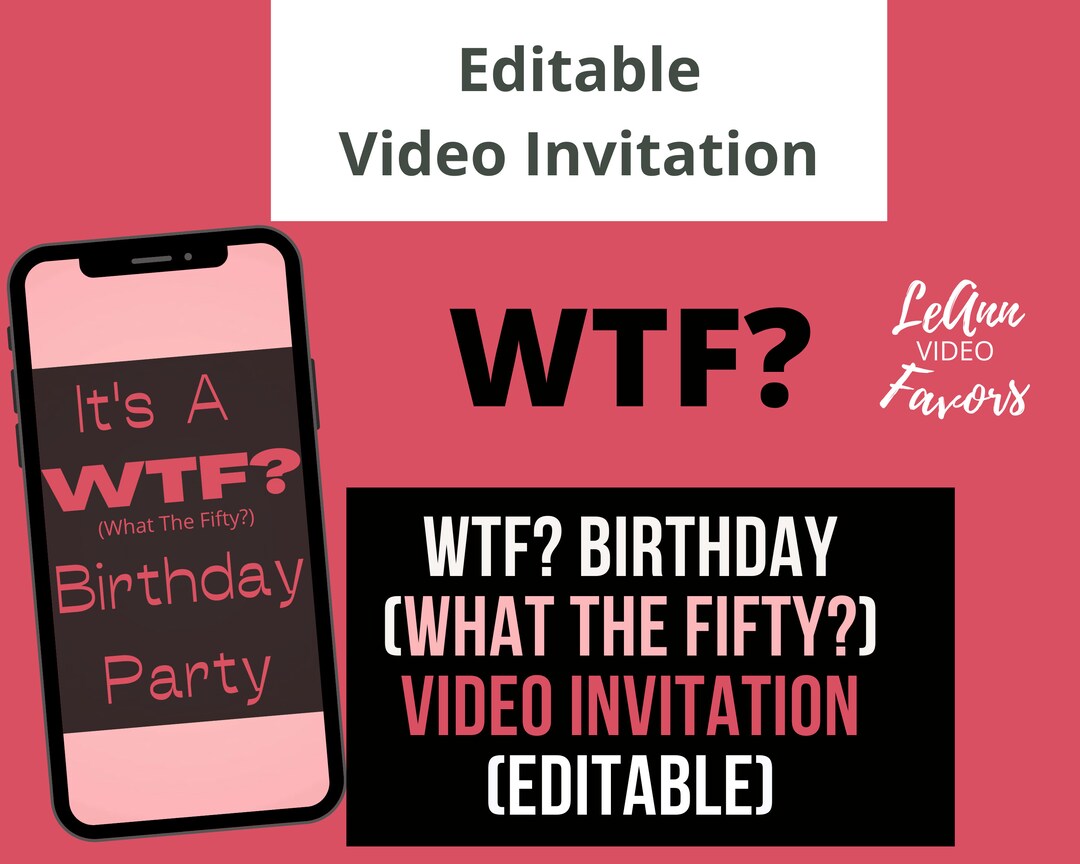 WTF Digital Invitation, WTF Whos Turning Fifty Invite, WTF Invitation ...