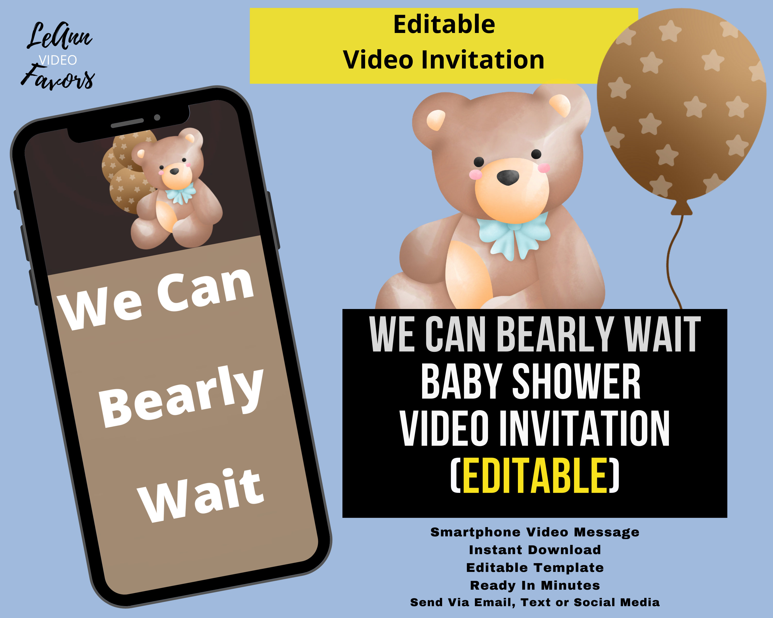 Editable We Can Bearly Wait Baby Shower Invitation - Etsy