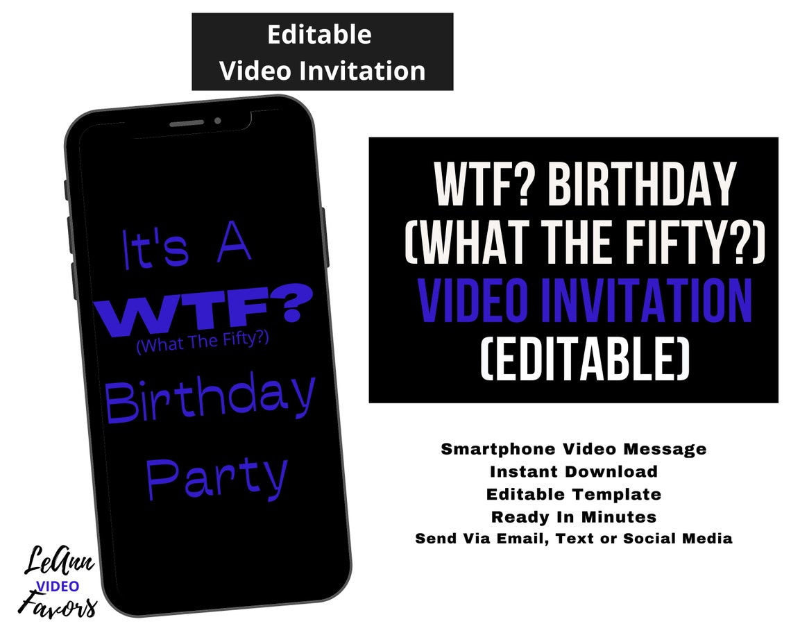 WTF Digital Invitation WTF Whos Turning Fifty Invite WTF - Etsy